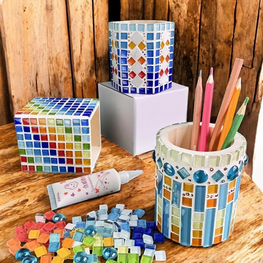 DIY Mosaic Tissue Box Kit, Handmade Craft Kit, Glass Tile Tissue Holder ...