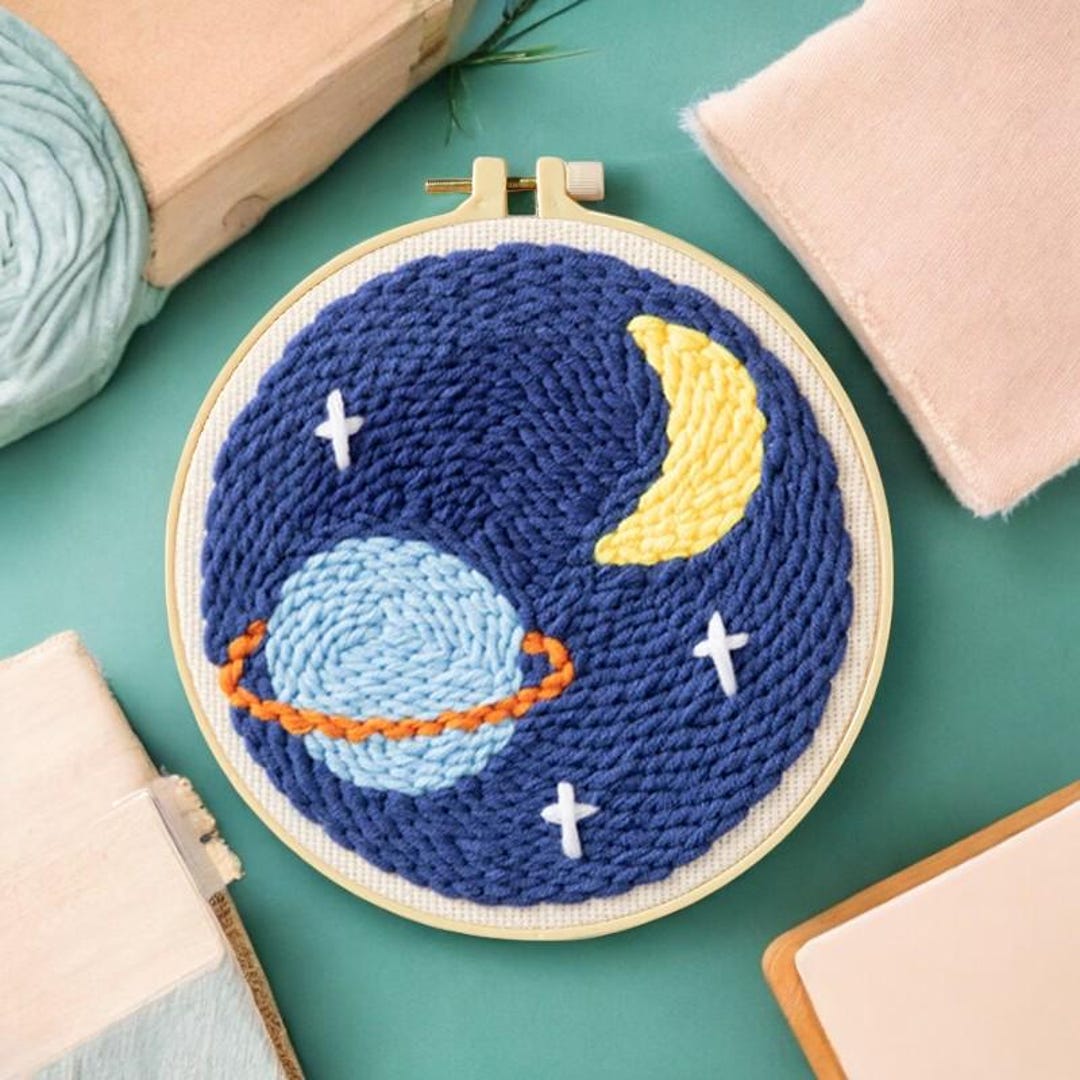 Moon Night Punch Needle Kit - DIY Van Gogh Starry Sky Embroidery Kit ...