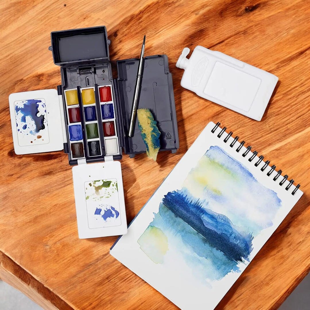 Travel Watercolor Set, Aquarelle Paint Set, Mini Watercolor Sketchbook ...