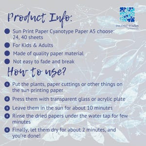 24 DIY Cyanotype Print Kit, Sun Printing Kit, Cyanotype Art, Solar ...