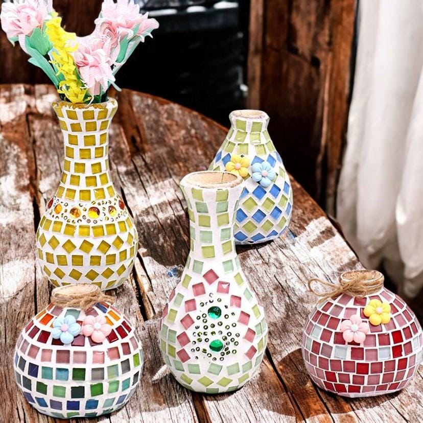 DIY Mosaic Flower Vase Kit - Handmade Craft for Kids & Adults, Home ...