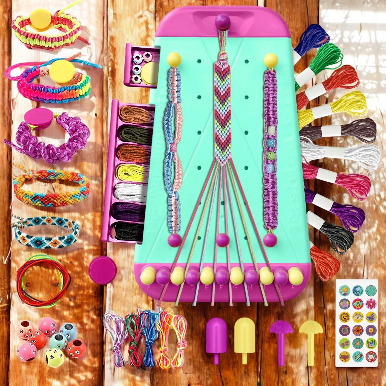 Friendship Bracelet Jewelry Making Kit – Arts & Crafts String Maker Kit ...