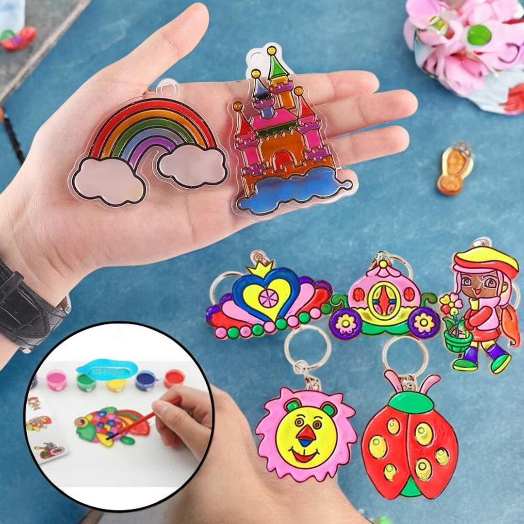 5pcs Window Art Suncatcher Painting Kit - DIY Keychain Craft Set for ...