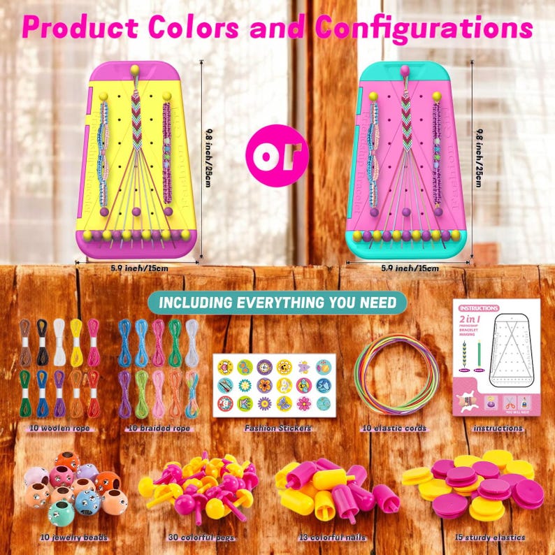 Friendship Bracelet Jewelry Making Kit – Arts & Crafts String Maker Kit ...