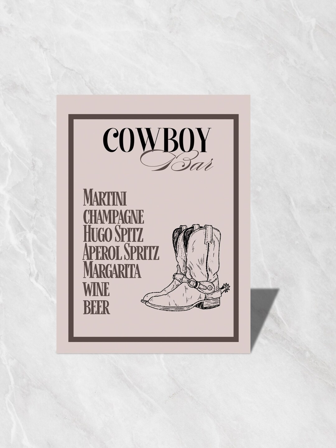 Cowboy, Menu Display, Modern Drink Menu, Printable Bar Menu, Bar Drinks ...