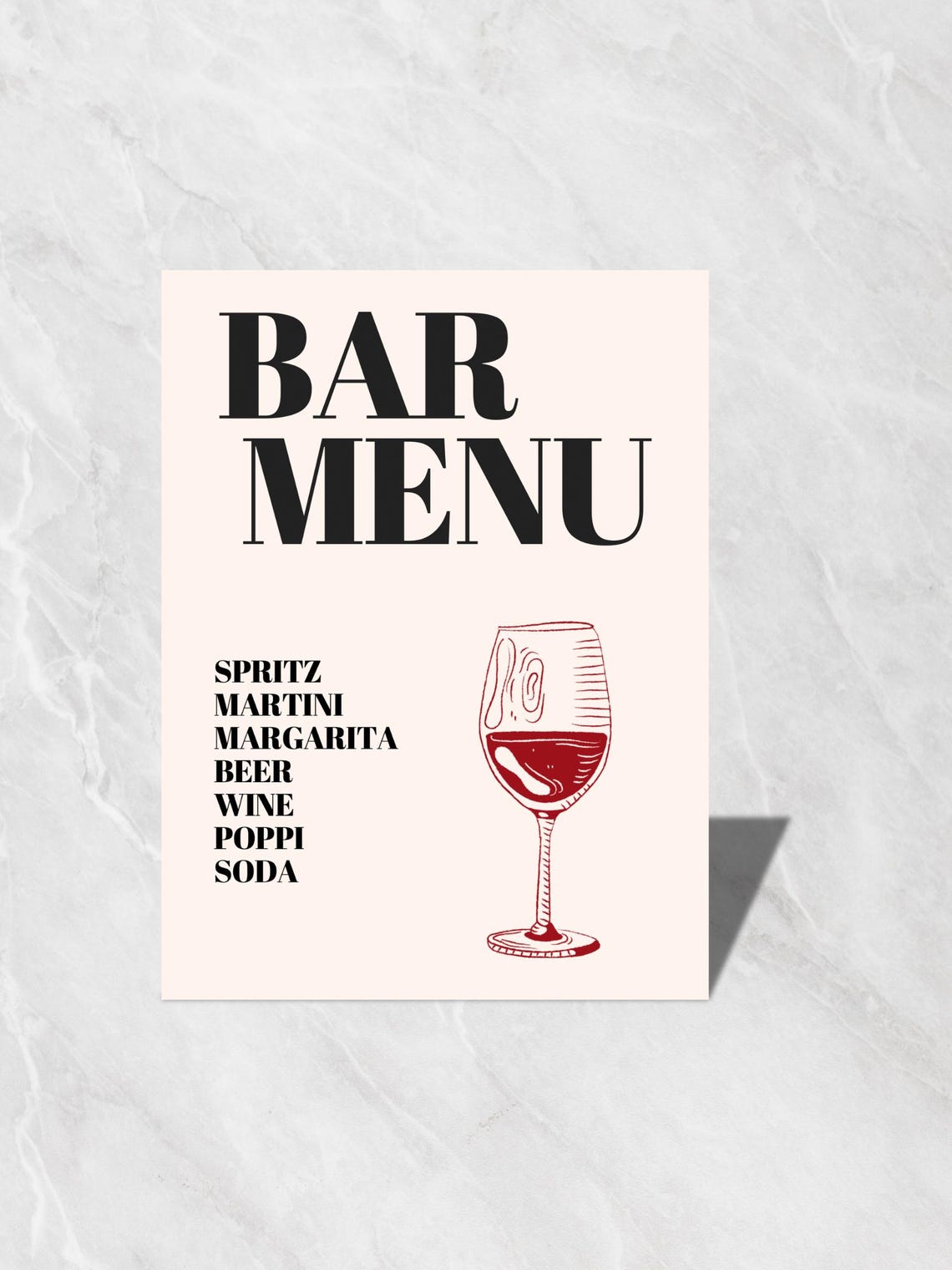 Bar Menu Display, Modern Drink Menu, Printable Bar Menu, Bar Drinks ...