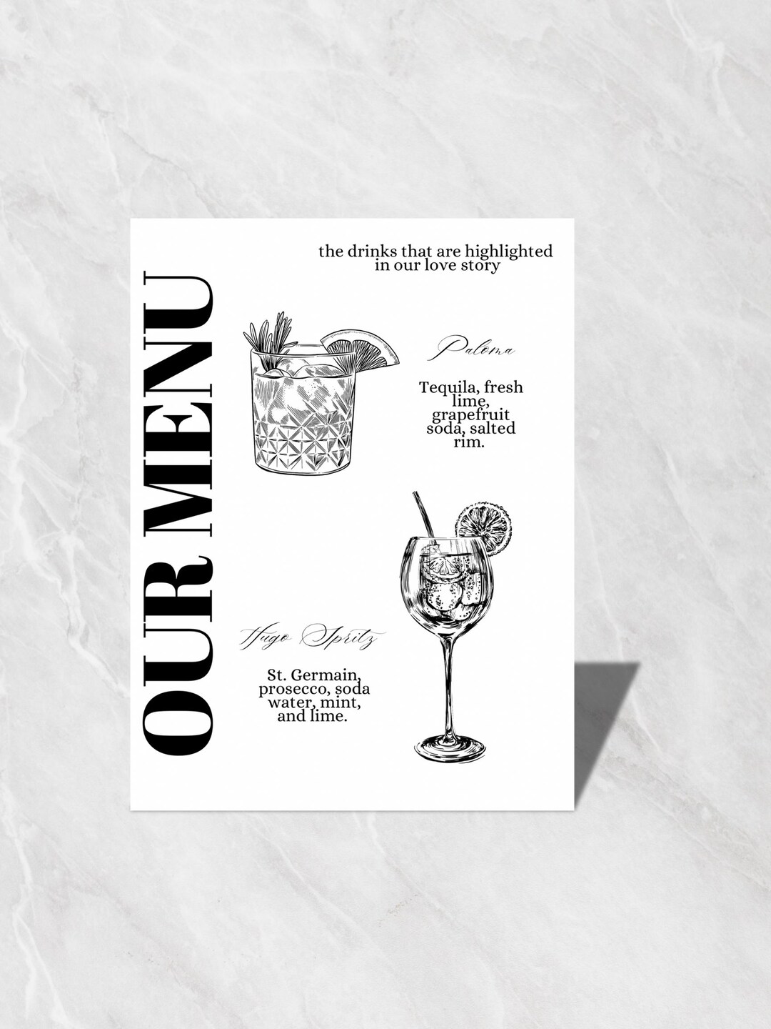 Bar Menu Display, Modern Drink Menu, Printable Bar Menu, Bar Drinks ...