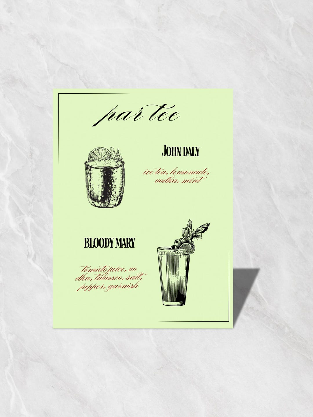 Bar Menu Display, Modern Drink Menu, Printable Bar Menu, Bar Drinks ...