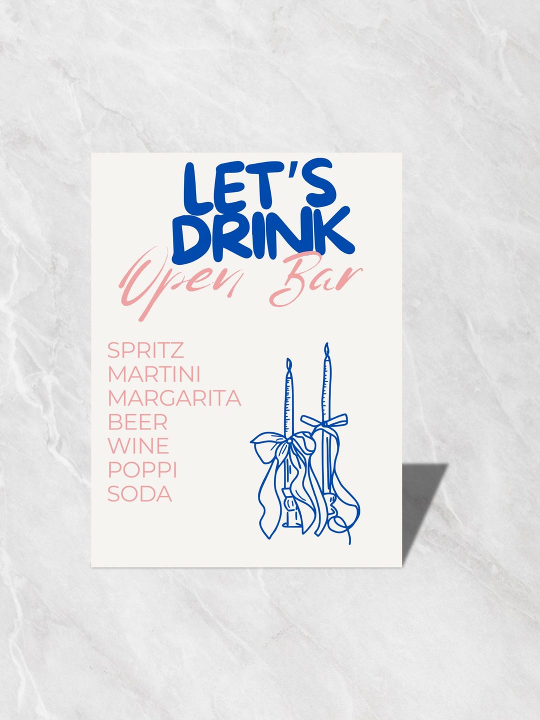 Bar Menu Display, Modern Drink Menu, Printable Bar Menu, Bar Drinks ...