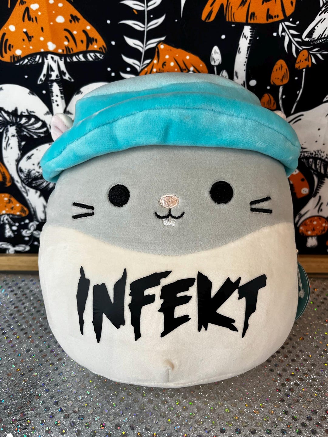 Infekt Custom Squishmallow, 8" Rusty the Rat With Blue Bucket Hat - Etsy