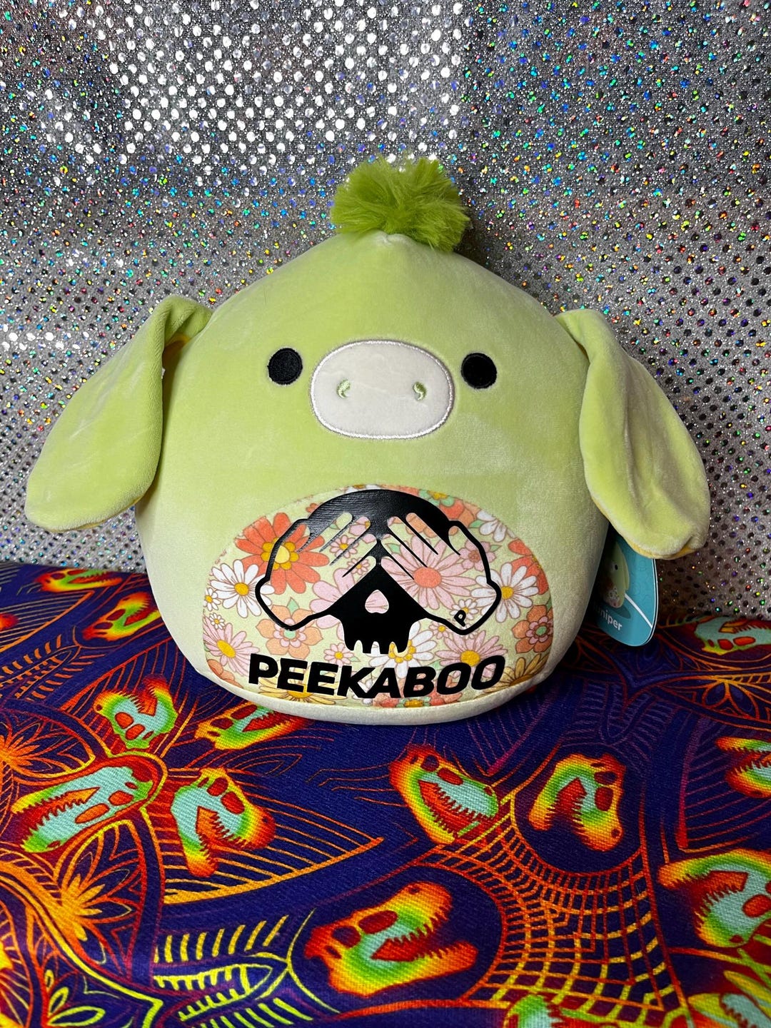 Peekaboo Custom Squishmallow, 8" Juniper the Green Floral Donkey - Etsy