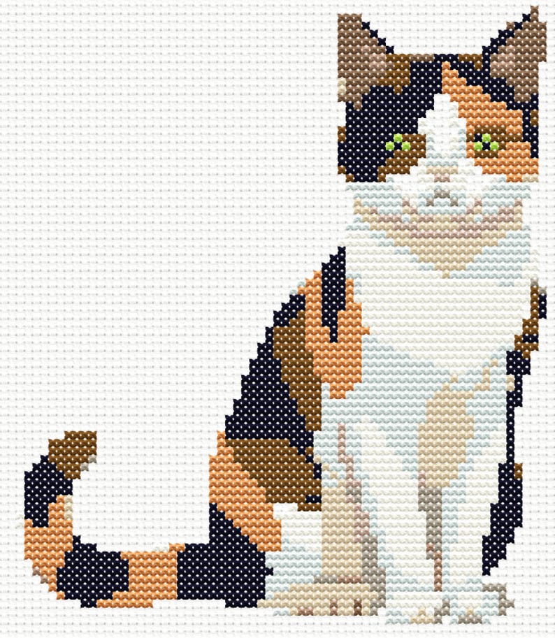 Calico Cat Portrait Cross Stitch Pattern | Pet Embroidery (digital ...