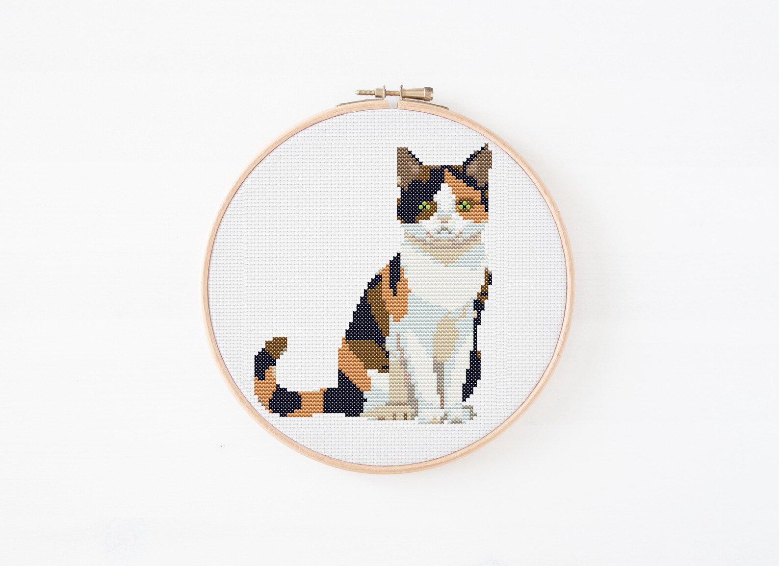 Calico Cat Portrait Cross Stitch Pattern | Pet Embroidery (digital ...