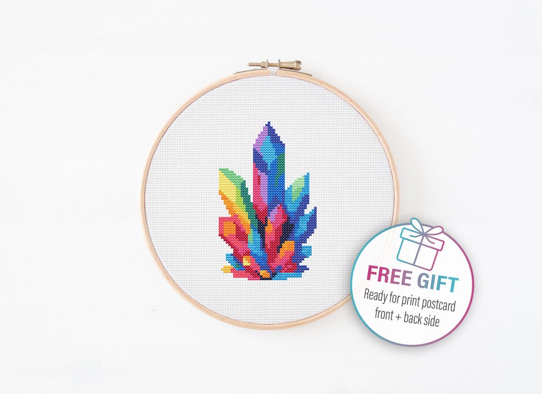 Crystals Cross Stitch Pattern | Vibrant Rainbow Gemstone | Instant PDF ...