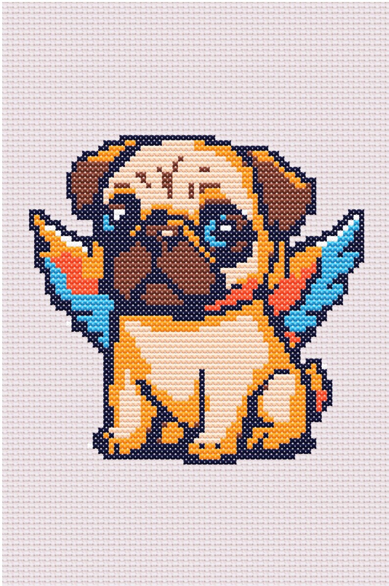 Pug Puppy Cross Stitch | Children's Room Decor | Instant PDF Pattern ...