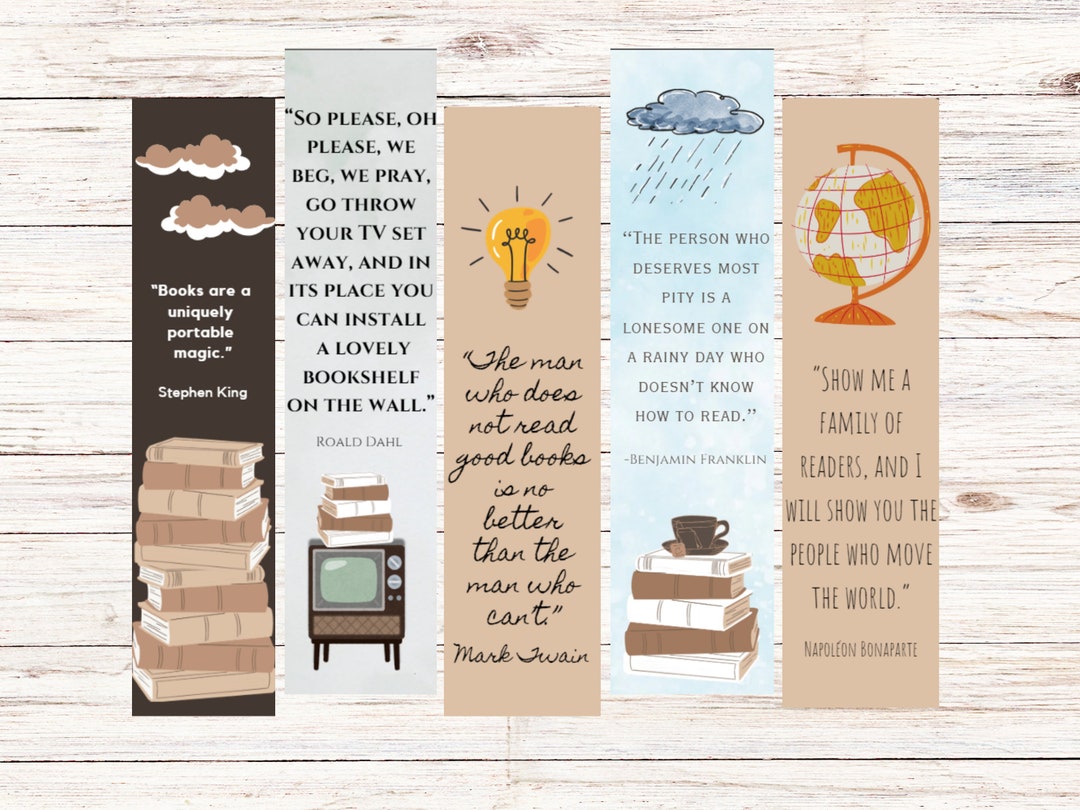 Literary Lover's Bookmarks / Printable Literary Quote Bookmarks - Etsy
