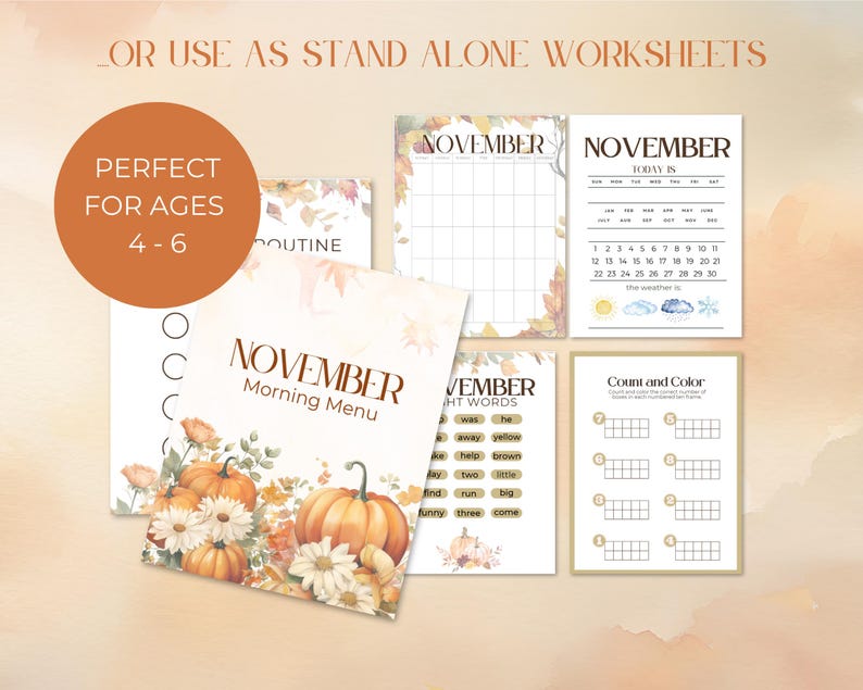 November Learning Homeschool Morning Menu for Preschool & Kindergarten ...