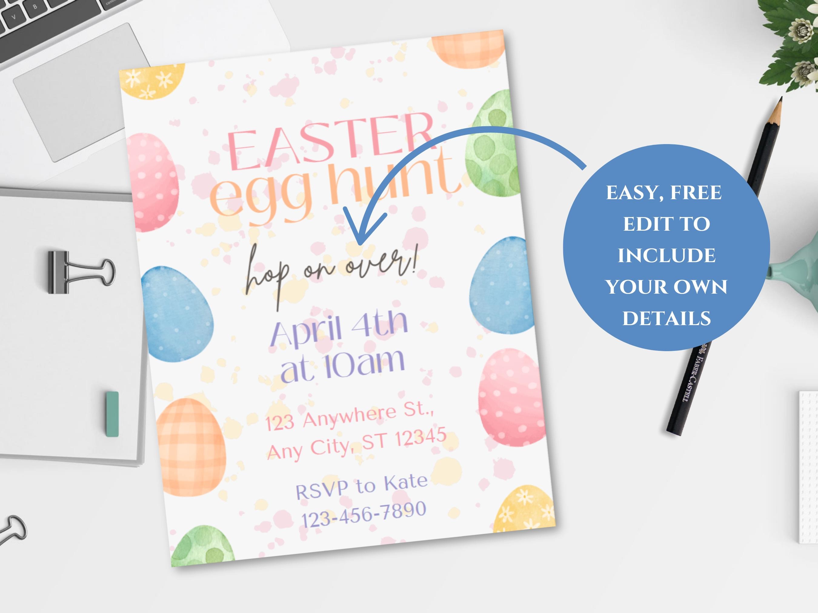 Editable Easter Egg Hunt Invitation Template - Etsy