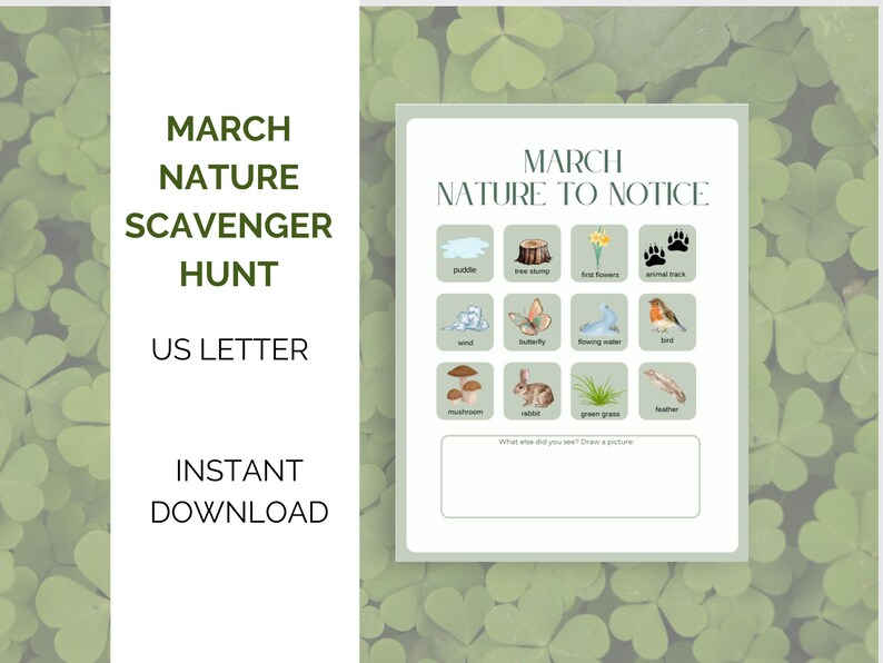March Nature Scavenger Hunt for Kids - Etsy