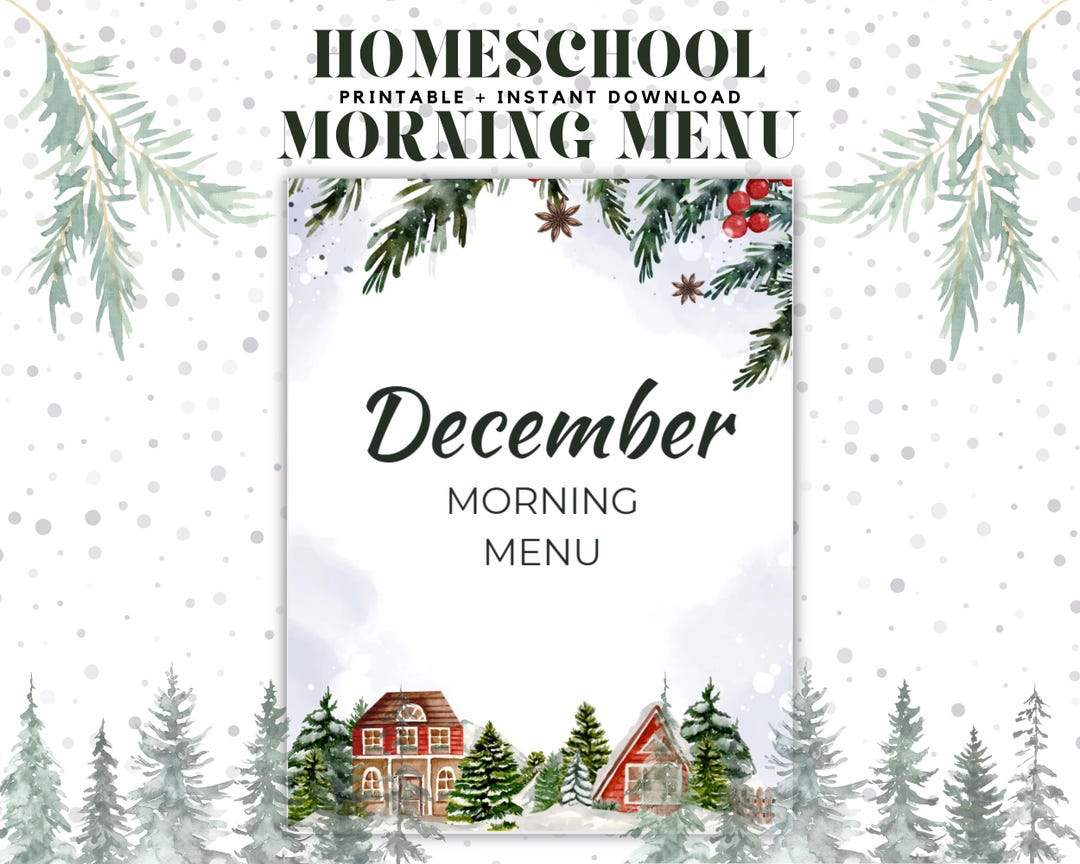 December Preschool + Kindergarten Morning Menu - Etsy