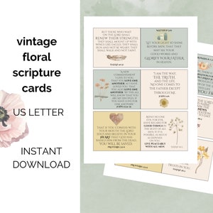 12 Printable Vintage-style Floral Bible Memory Cards - Etsy