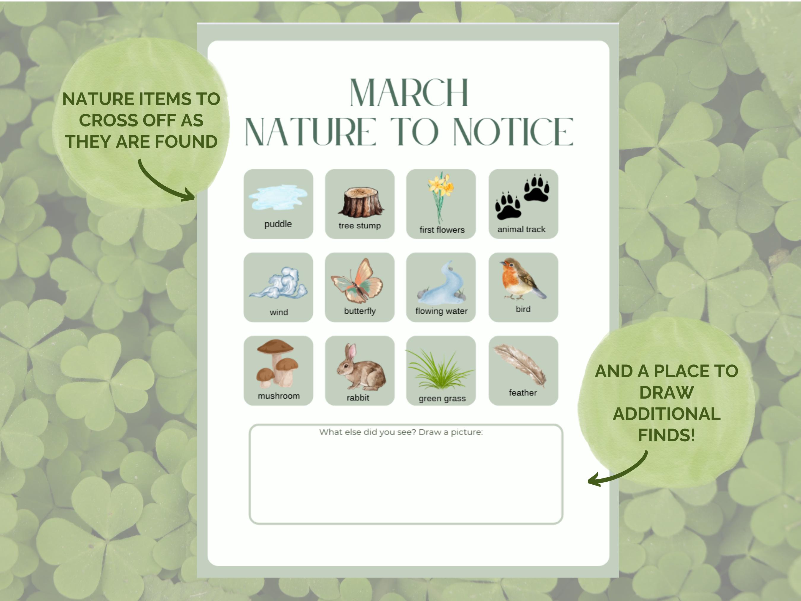 March Nature Scavenger Hunt for Kids - Etsy