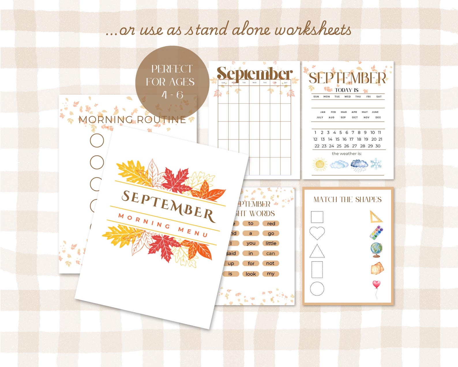 Preschool and Kindergarten / September Homeschool Morning Menu - Etsy