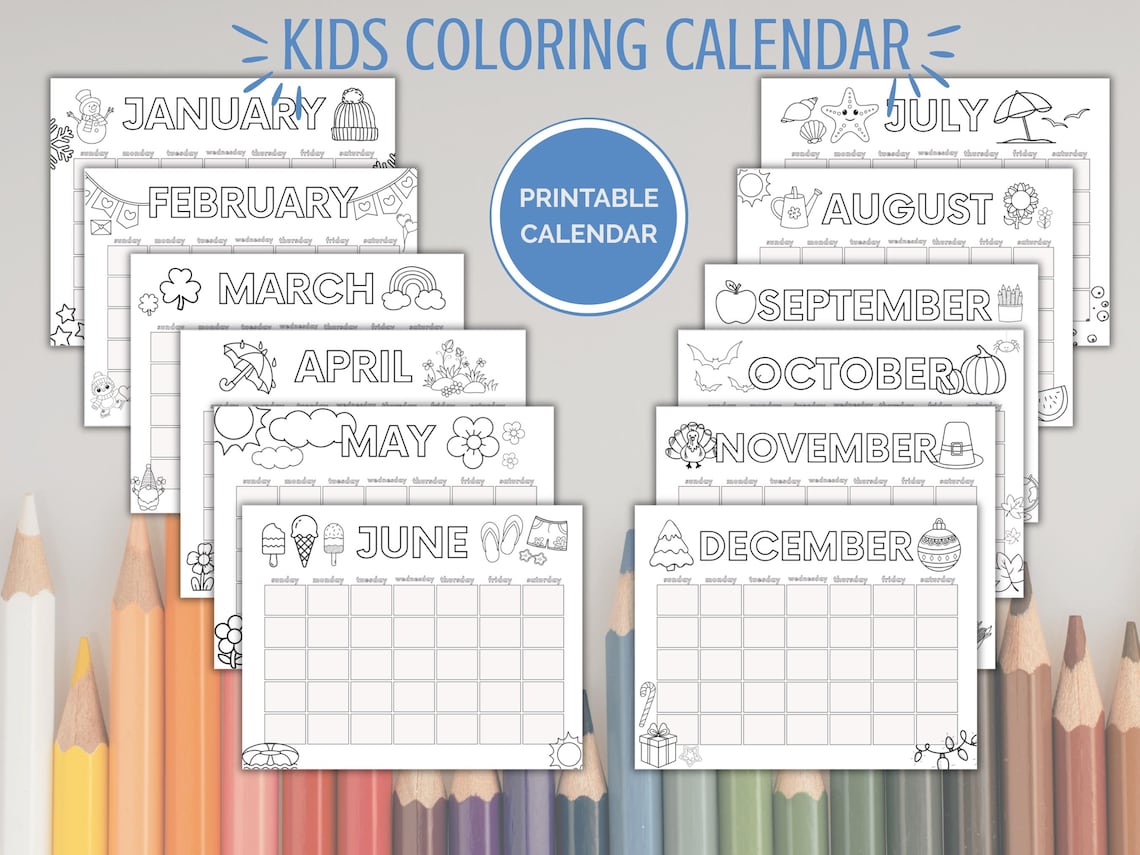 Printable Coloring Calendar - for Kids, Teachers, Parents and ...