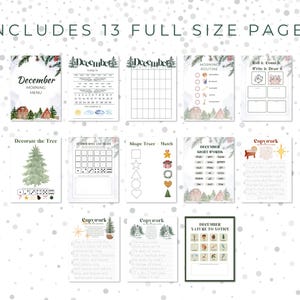 December Preschool + Kindergarten Morning Menu - Etsy