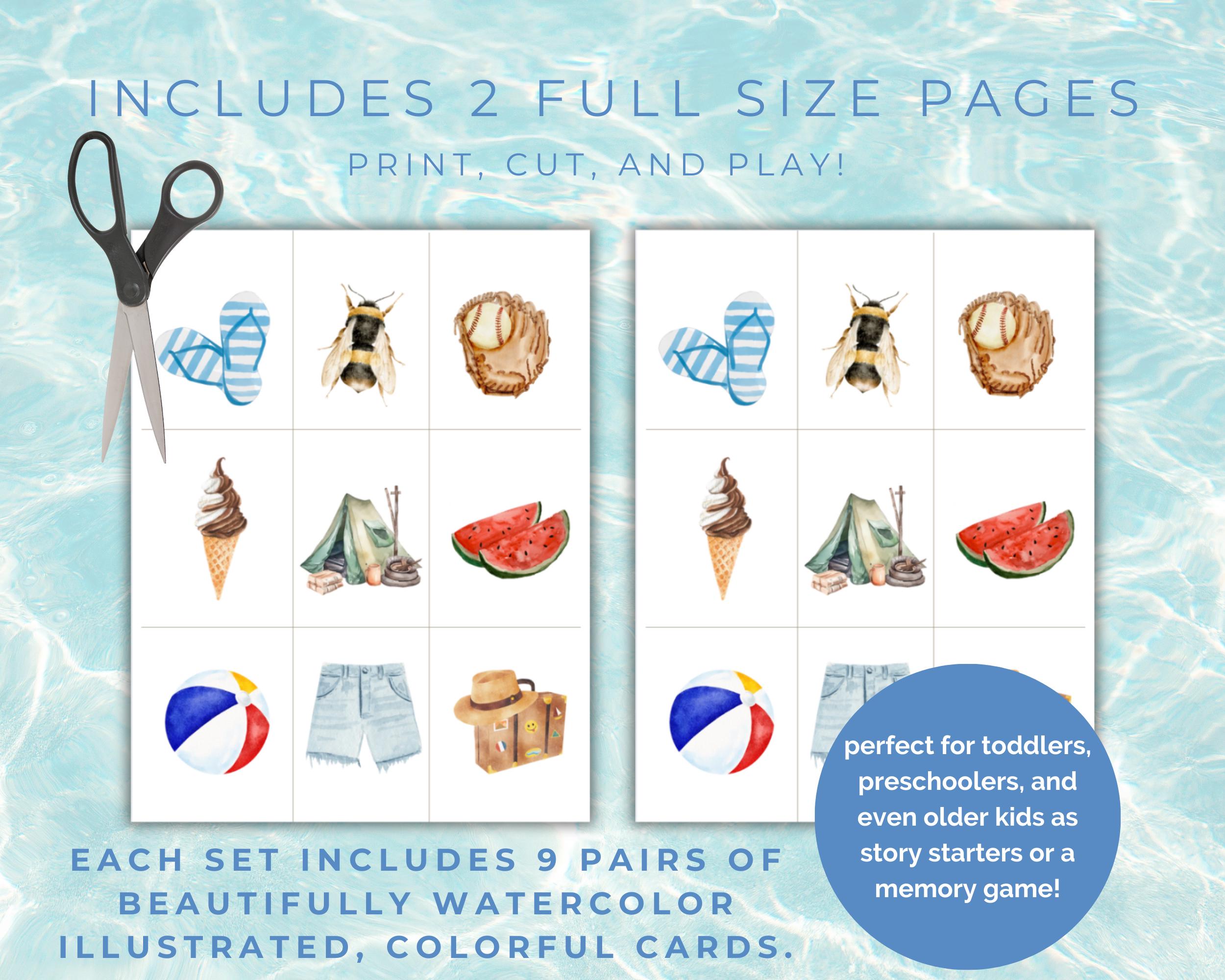 Summer Matching Game: Watercolor Toddler Activity (PDF) - Etsy