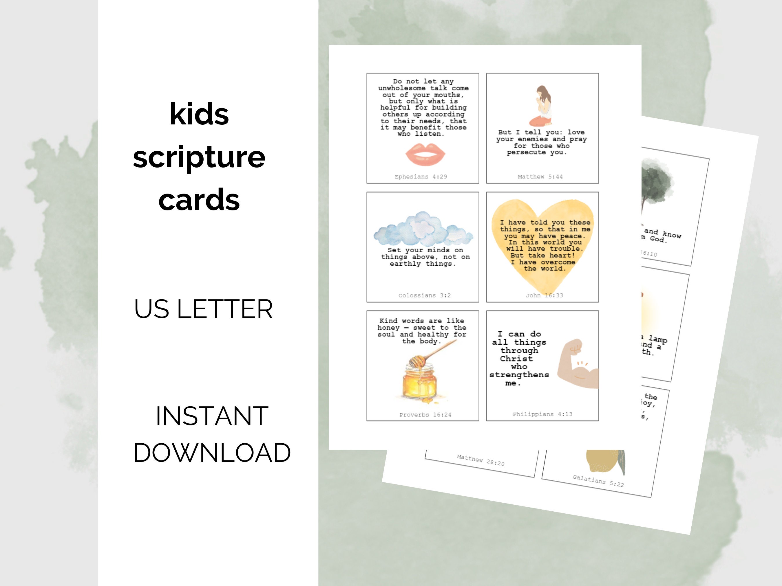 3x3 Kids Bible Memory Cards Printable - Etsy