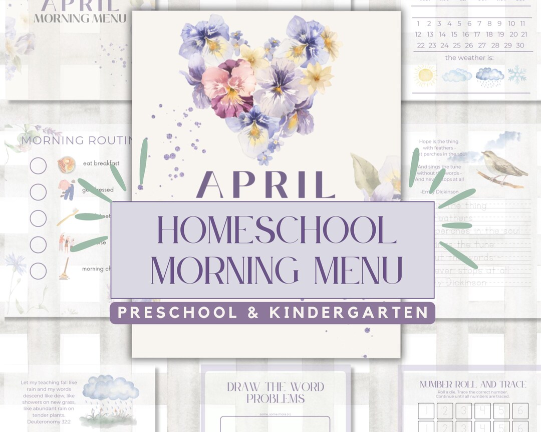 April Kindergarten Morning Menu Pages - Etsy
