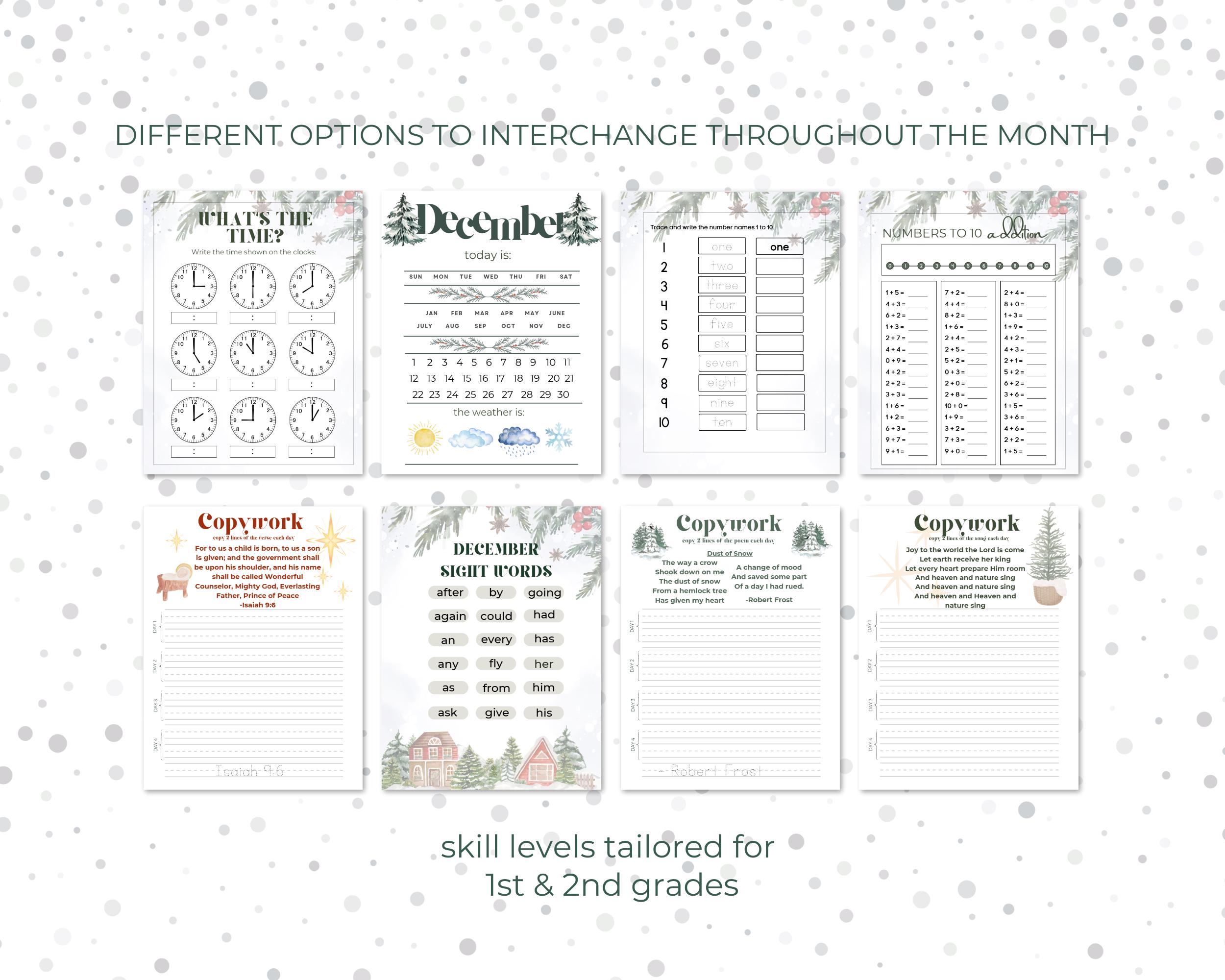 1st & 2nd Grade December Learning Menu - Etsy