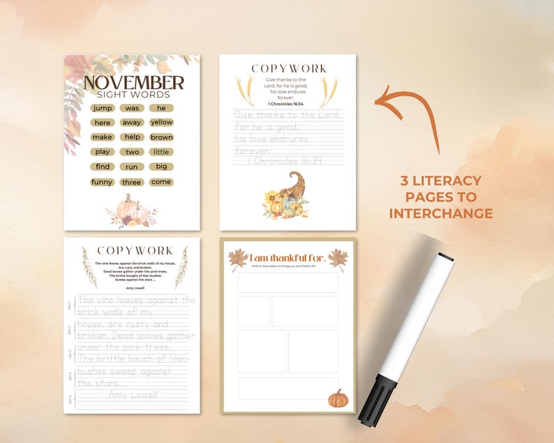 November Learning Homeschool Morning Menu for Preschool & Kindergarten ...