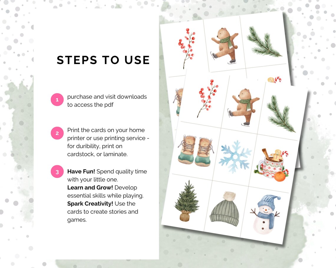 Winter Themed Matching Cards & Memory Game / Learn the Seasons ...