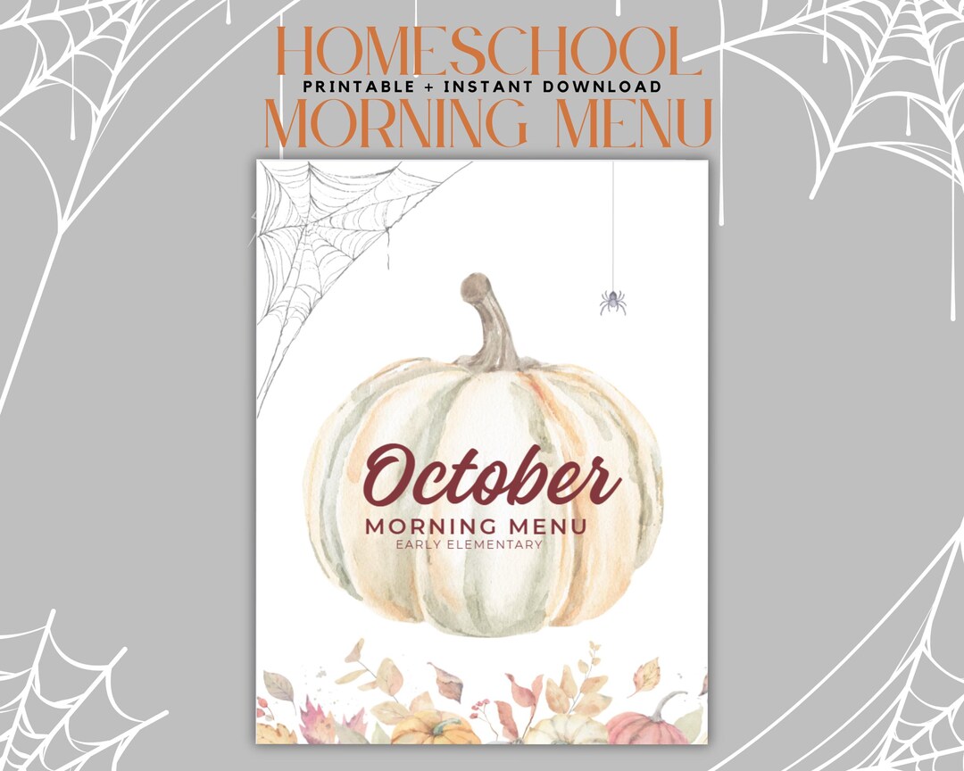 Early Elementary October Morning Menu Pages: Copywork, Numbers 1-20 ...
