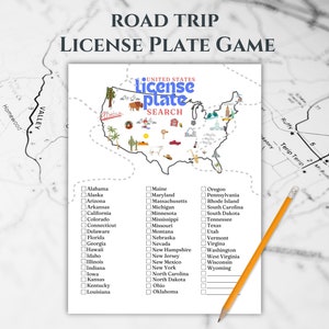 License Plate Game / Road Trip Family Printable Search - Etsy
