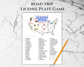 Printable License Plate Search Game for Road Trips - Map Edition - Etsy