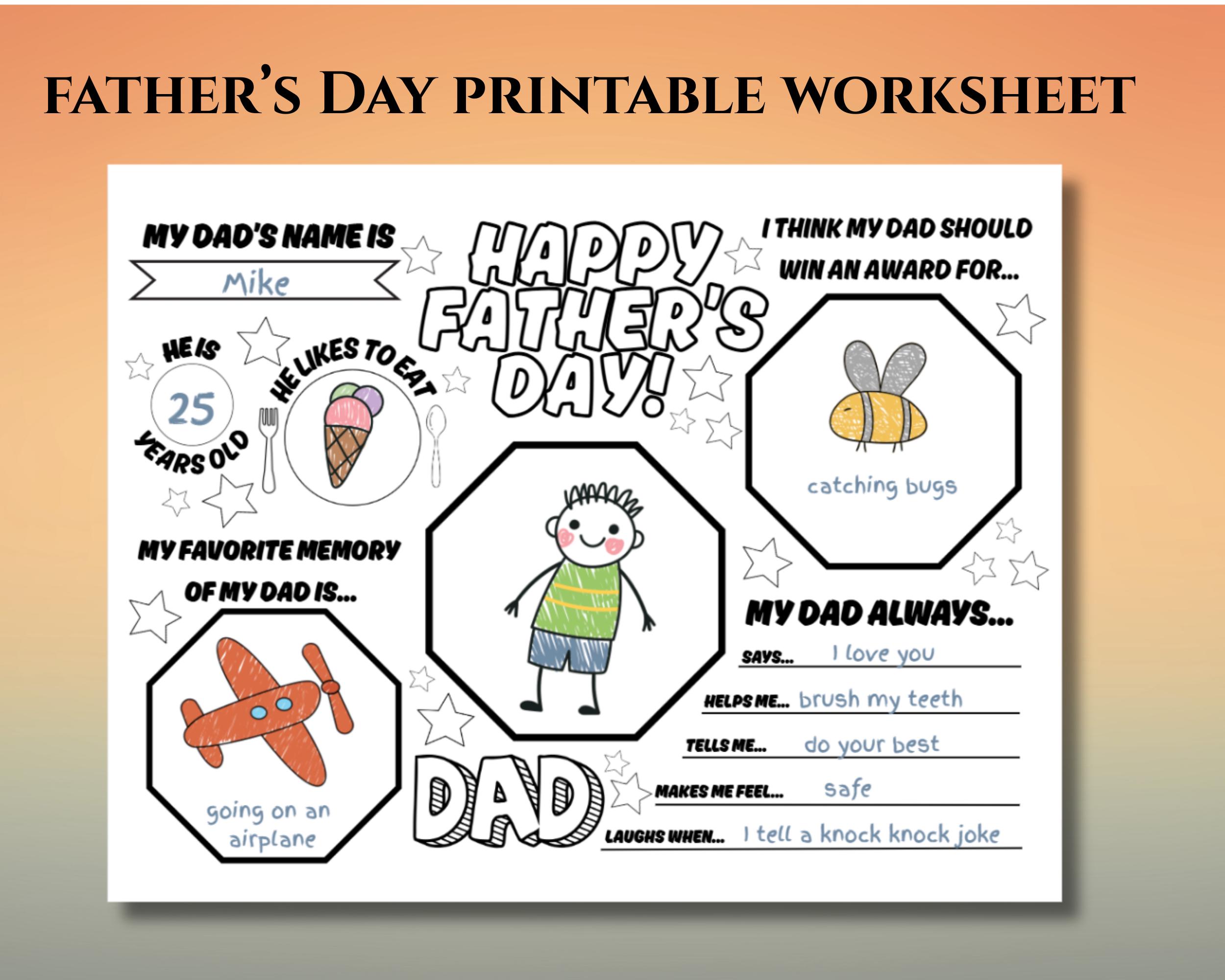 All About My Dad Questionnaire, Father's Day Craft, Father's Day ...