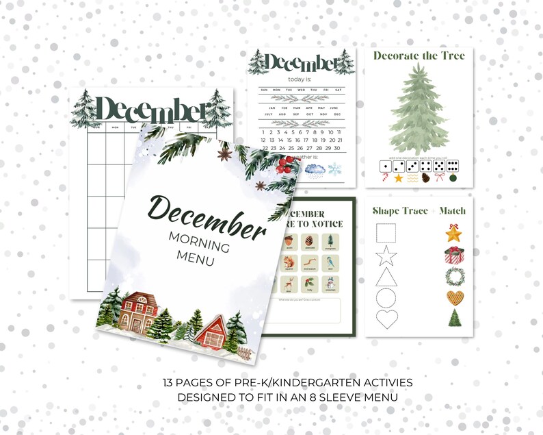 December Preschool + Kindergarten Morning Menu - Etsy