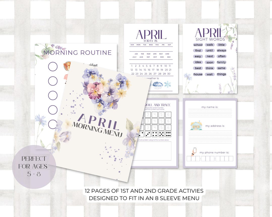 April 1st & 2nd Grade Morning Menu Pages - Etsy