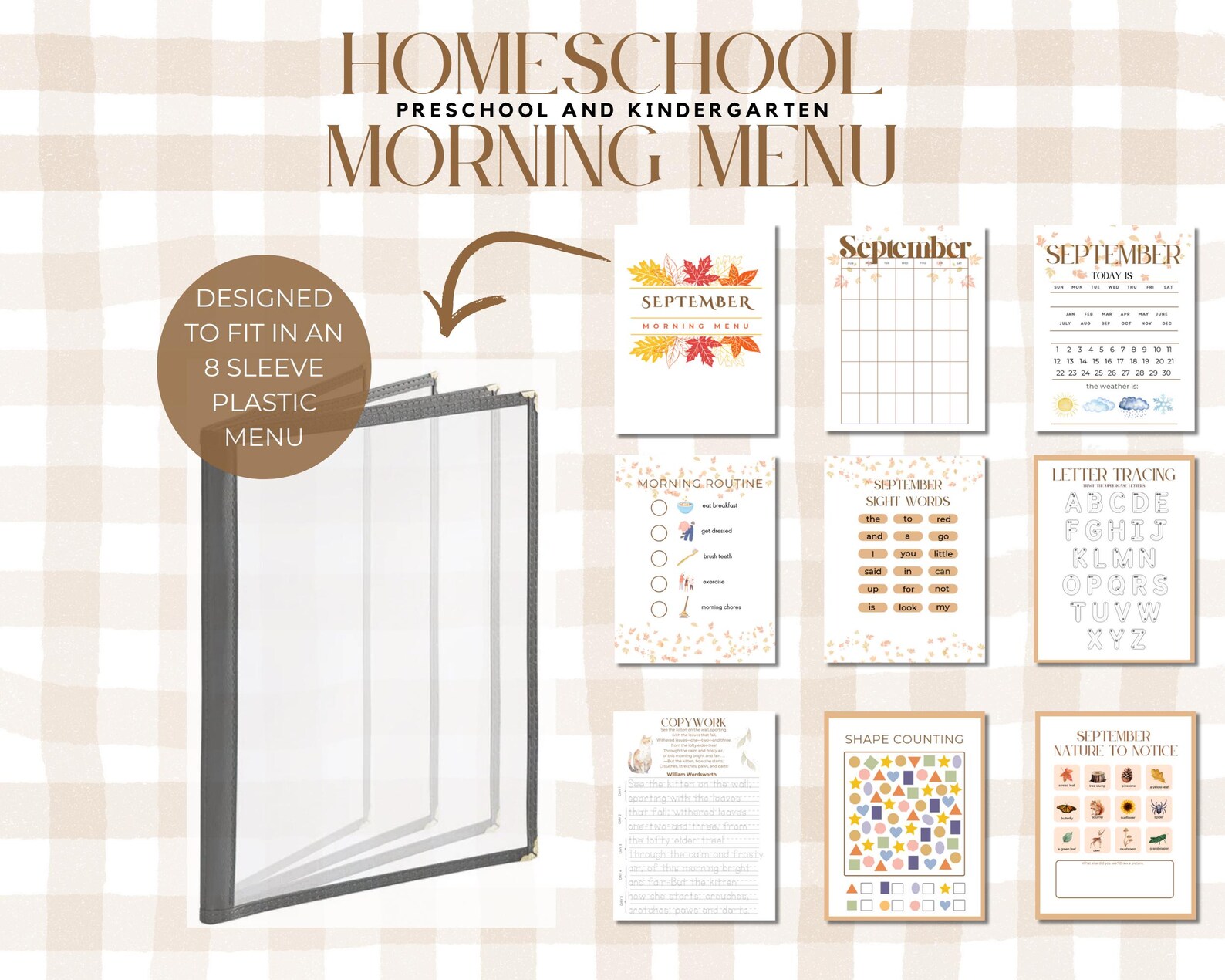 Preschool and Kindergarten / September Homeschool Morning Menu - Etsy