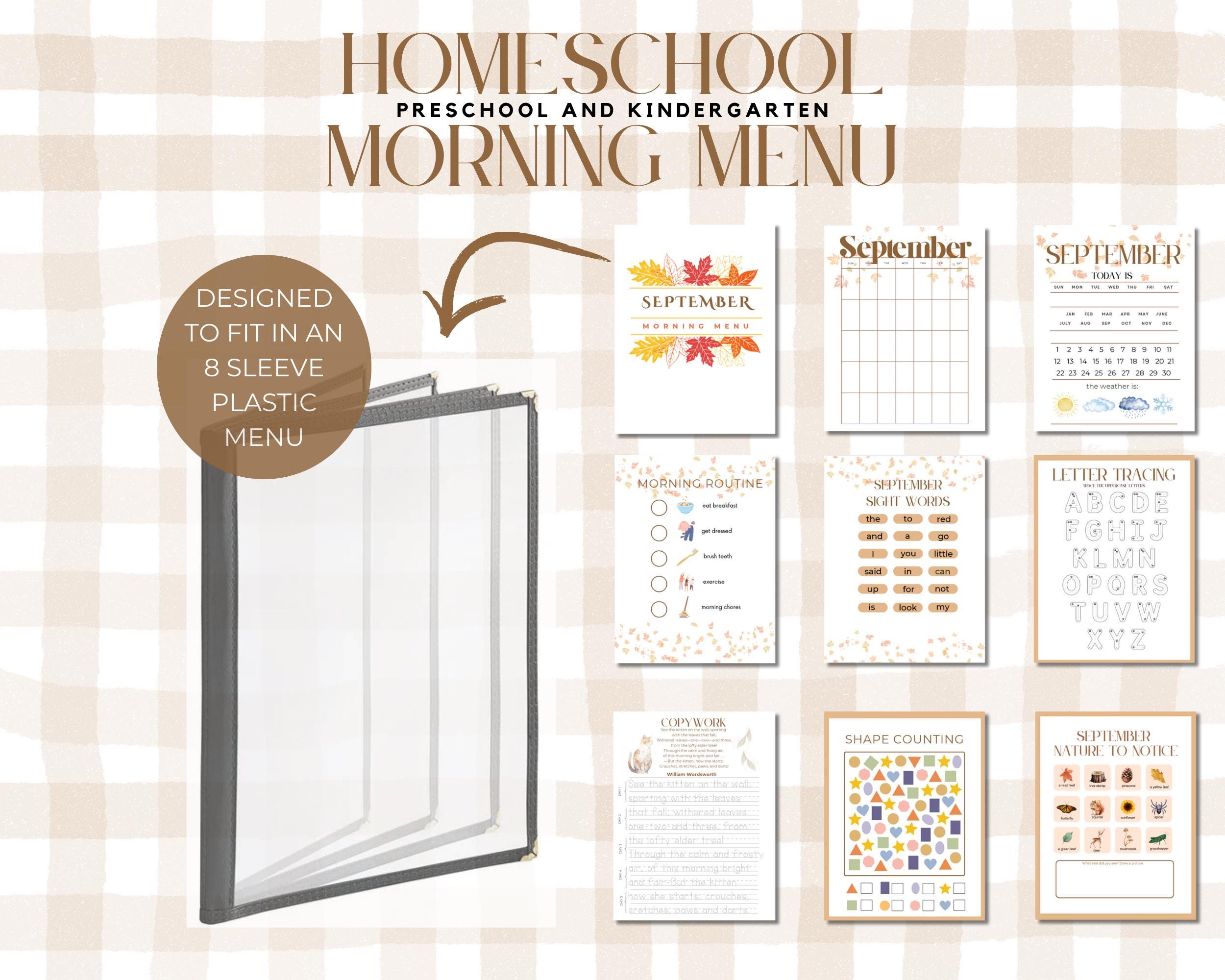 Preschool and Kindergarten / September Homeschool Morning Menu - Etsy