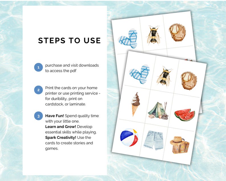 Summer Matching Game: Watercolor Toddler Activity (PDF) - Etsy