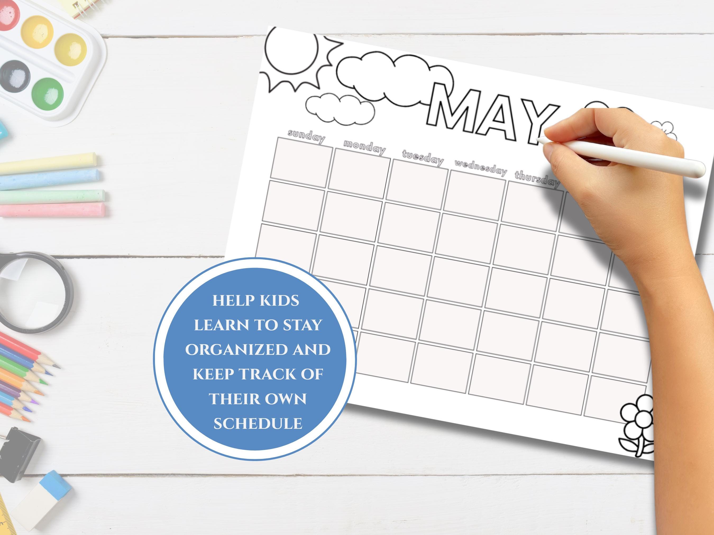 Printable Coloring Calendar - for Kids, Teachers, Parents and ...
