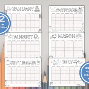 Printable Coloring Calendar - for Kids, Teachers, Parents and ...