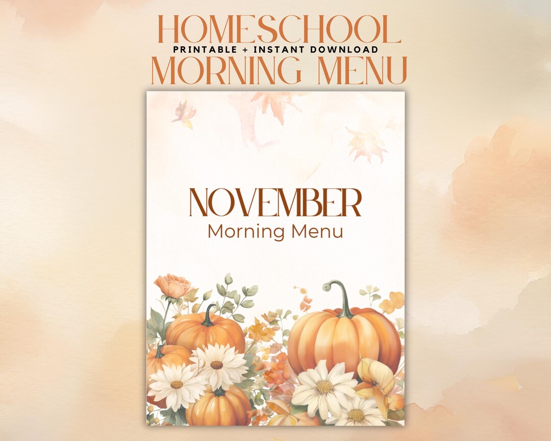 November Morning Menu Pages 1st 2nd Grade Homeschool Printable - Etsy