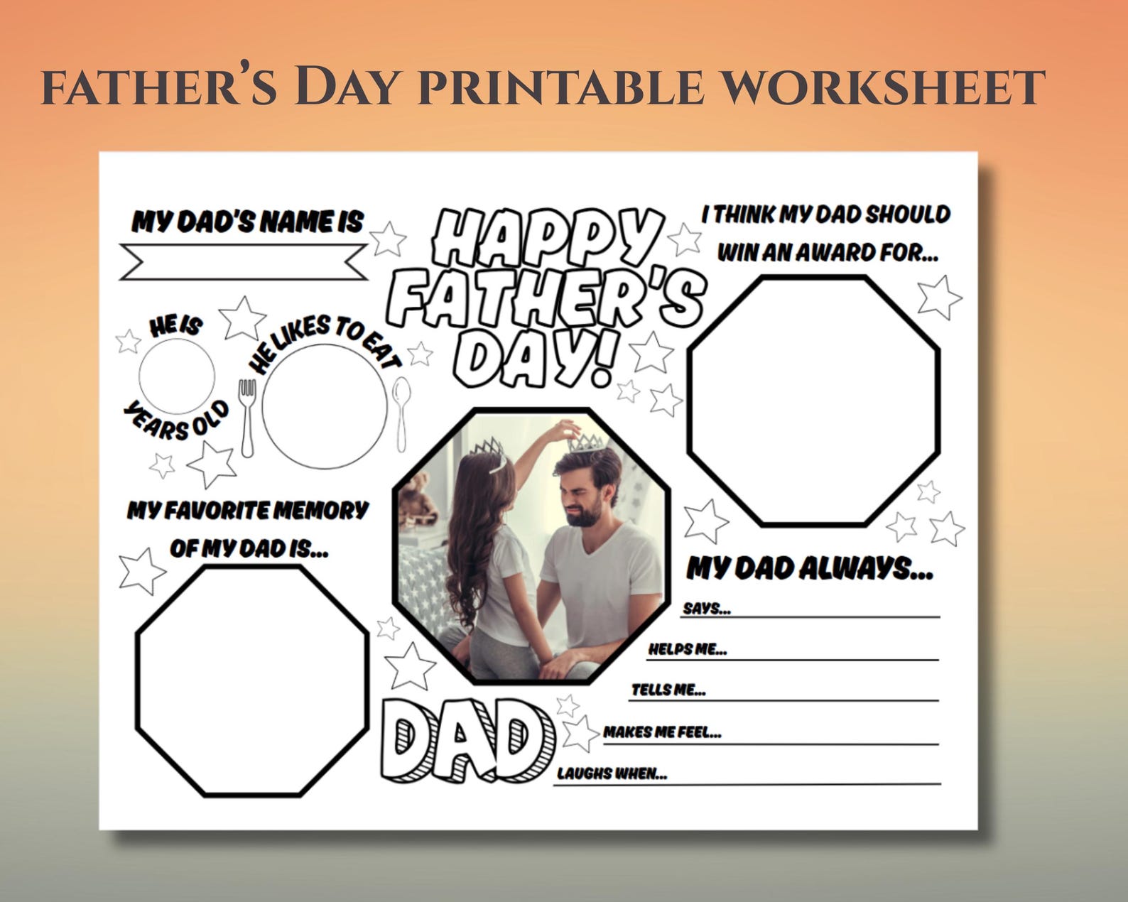 All About My Dad Questionnaire, Father's Day Craft, Father's Day ...