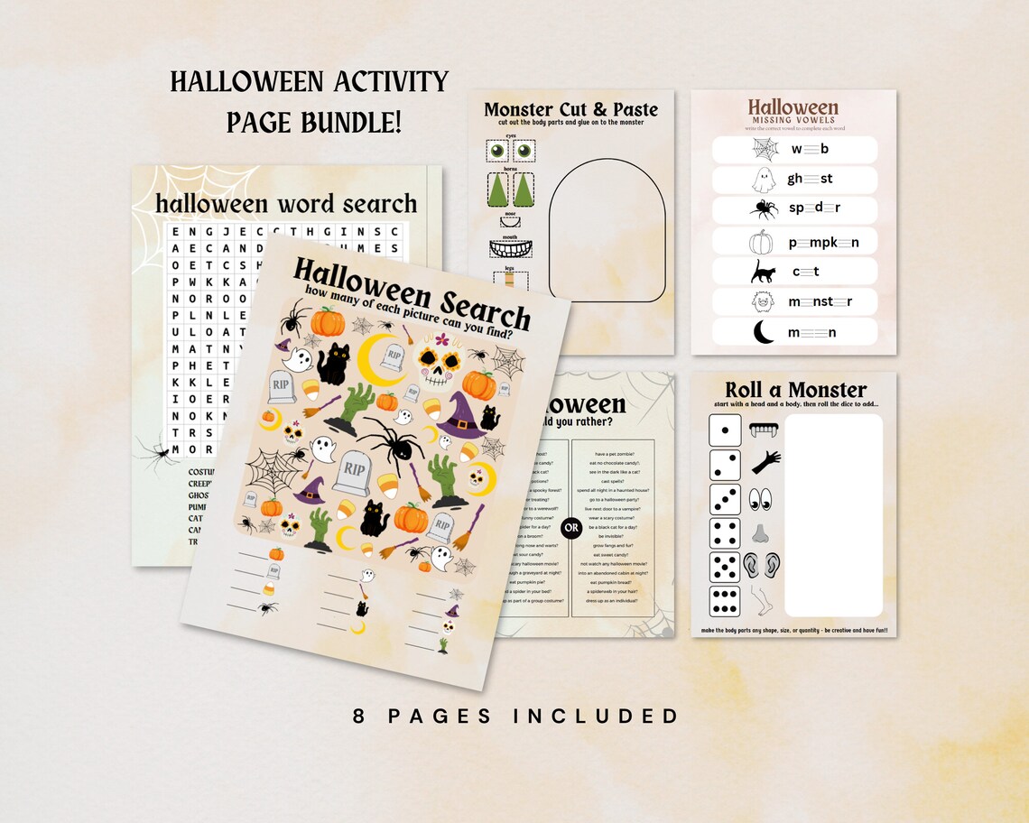 Halloween Printable 8 Activity Bundle - Etsy