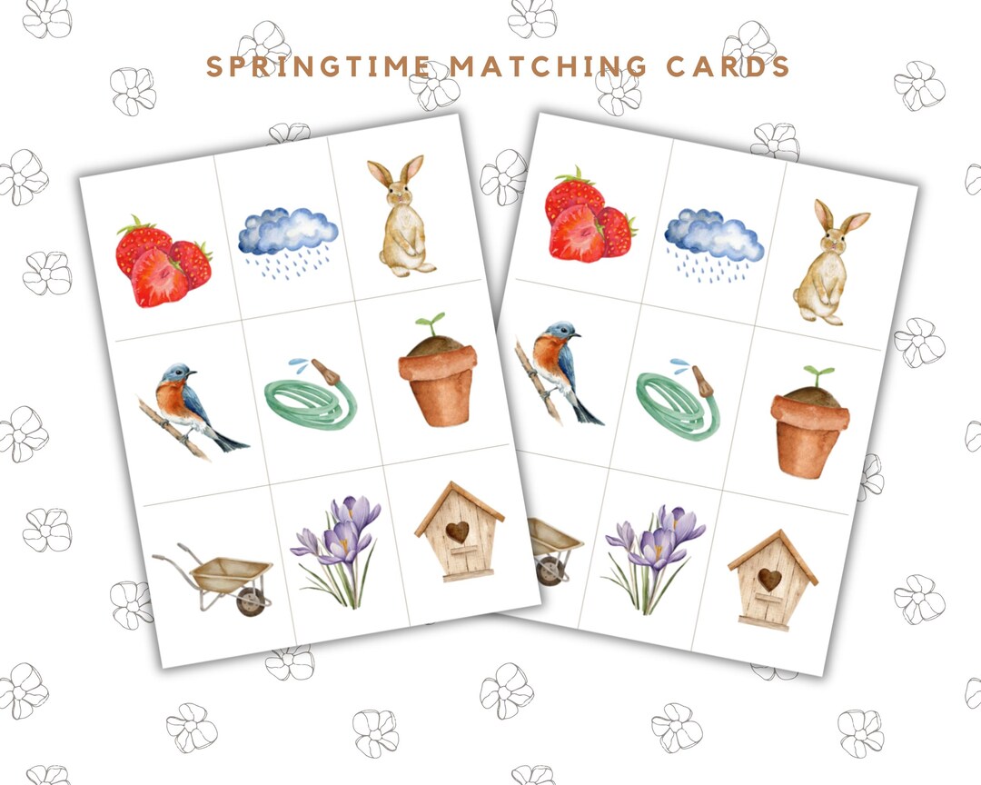 Spring Themed Matching Cards & Memory Game / Montessori Cards ...